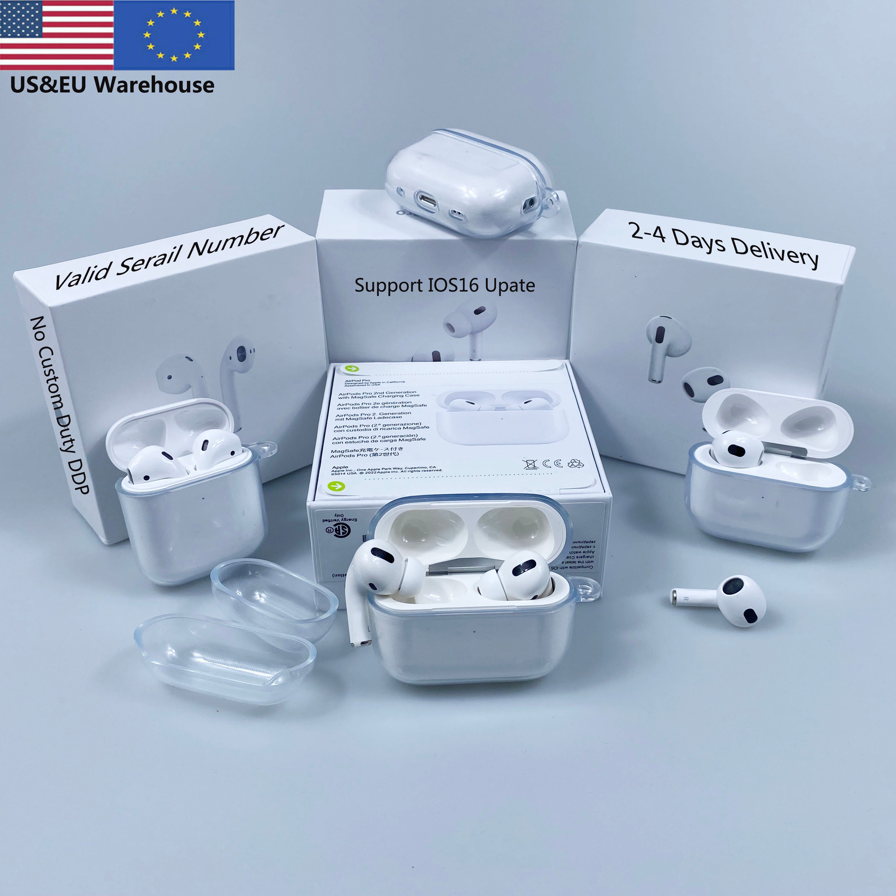 USA EU Warehouse Hot Selling Pro 2nd 3rd Wireless TWS Earphone IOS 17 ...